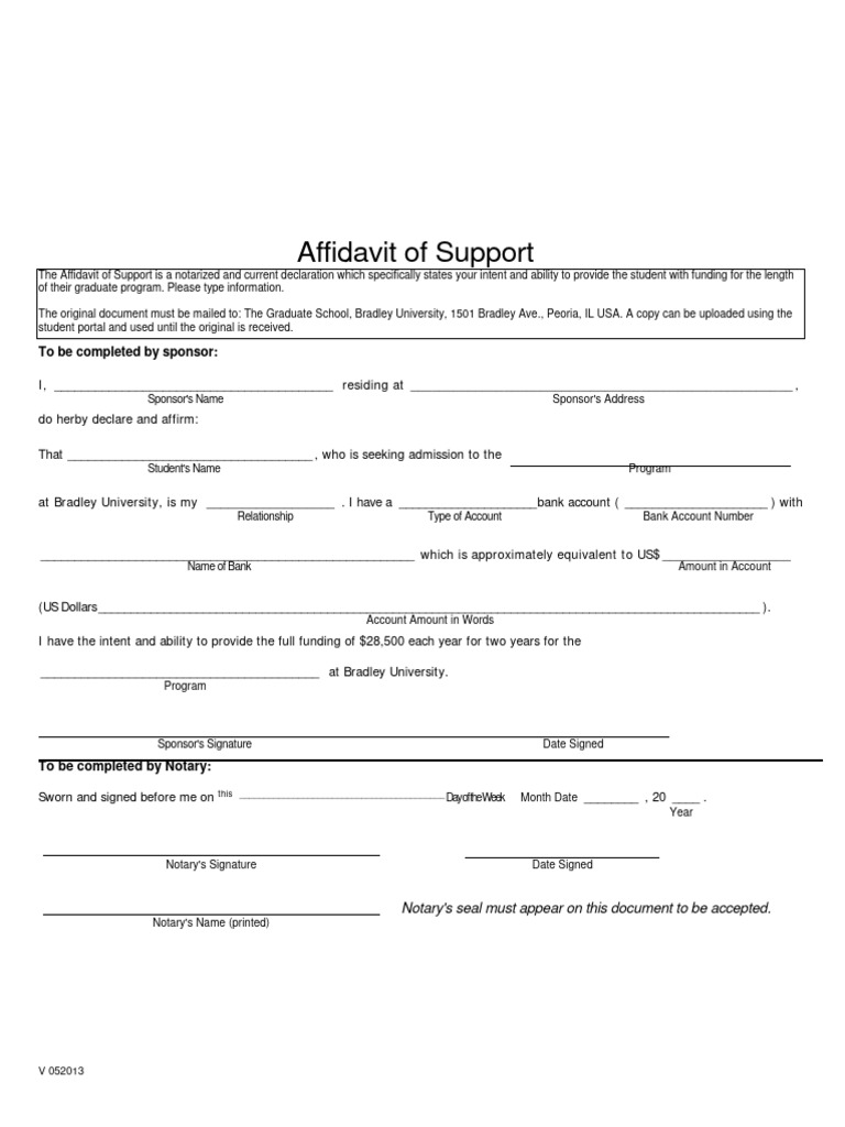 Aff of Support | PDF | Notary Public | Affidavit