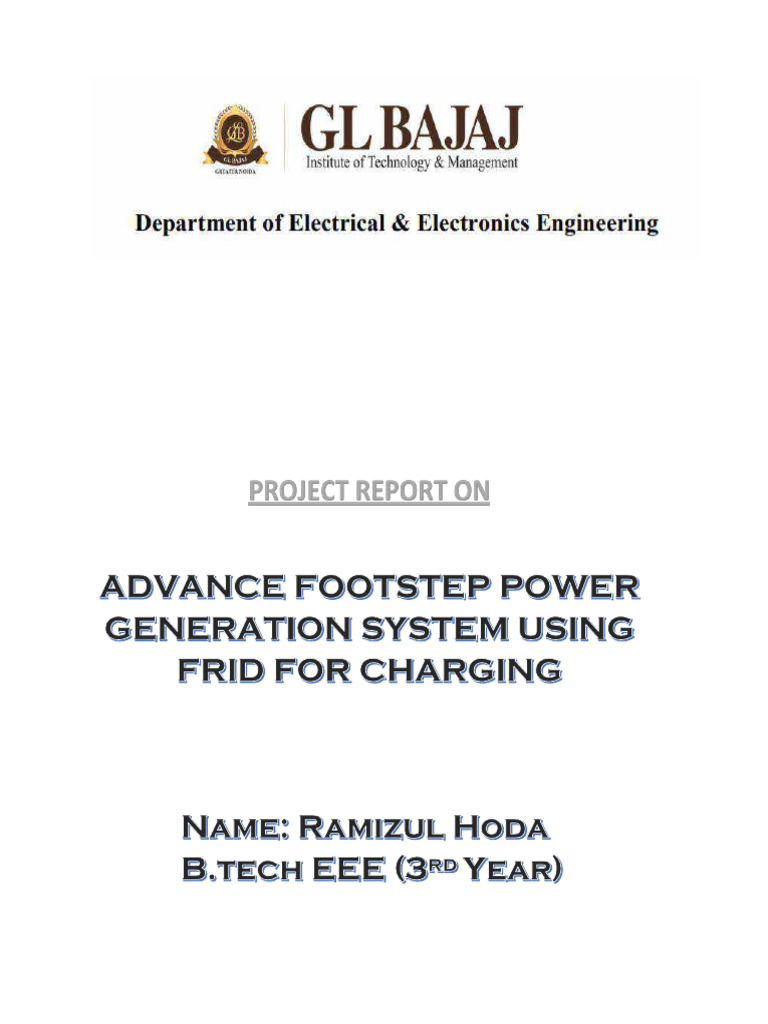 Advance Footstep Power Generation System Using Frid For Charging | PDF