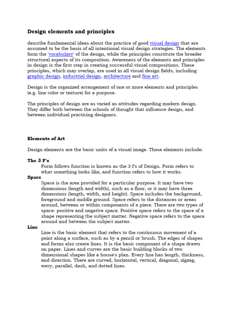 Principles and Elements of Design | PDF | Color | Vision