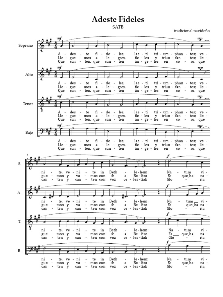 Adeste Fideles (Latín-Español) | PDF