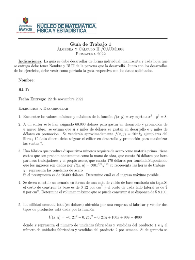 Guia 1 Matematicas La Grange | PDF | Presupuesto Guia 1 Matematicas La Grange | PDF | Presupuesto