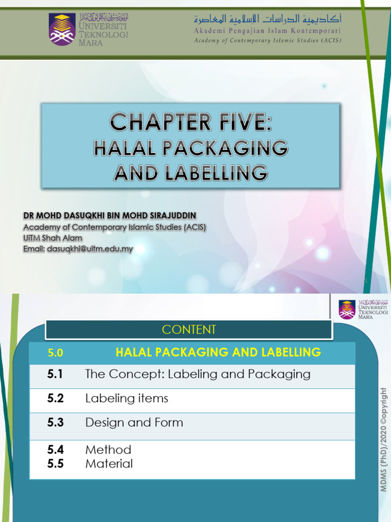 05 Chapter Five Halal Packaging & Labelling | PDF | Packaging And Labeling