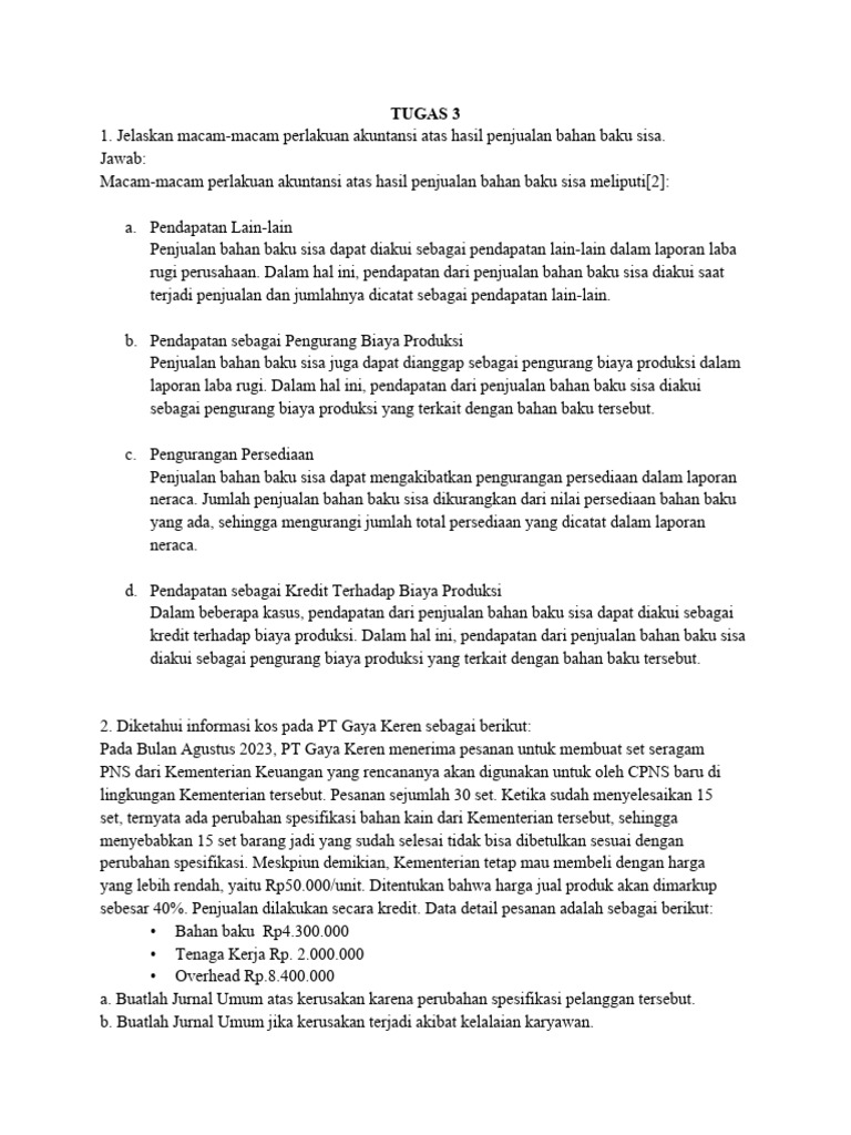 Tugas 3 Akuntansi Biaya | PDF