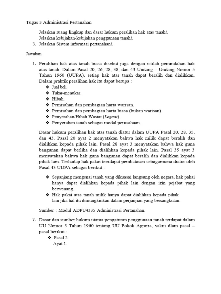 Tugas 3 Administrasi Pertanahan | PDF