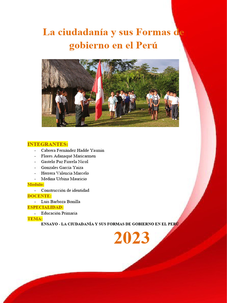 Ensayo Academico - La Ciudadanía y Sus Formas de Gobierno | PDF | Elecciones | Perú