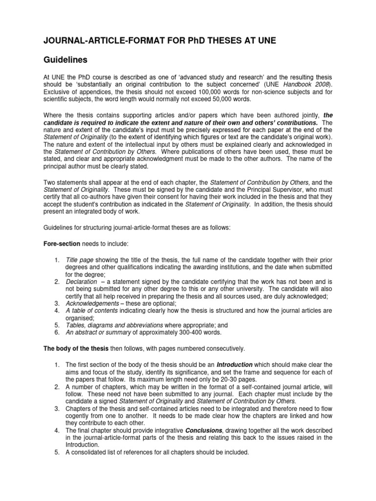 PhD Thesis Journal Article Guidelines | PDF