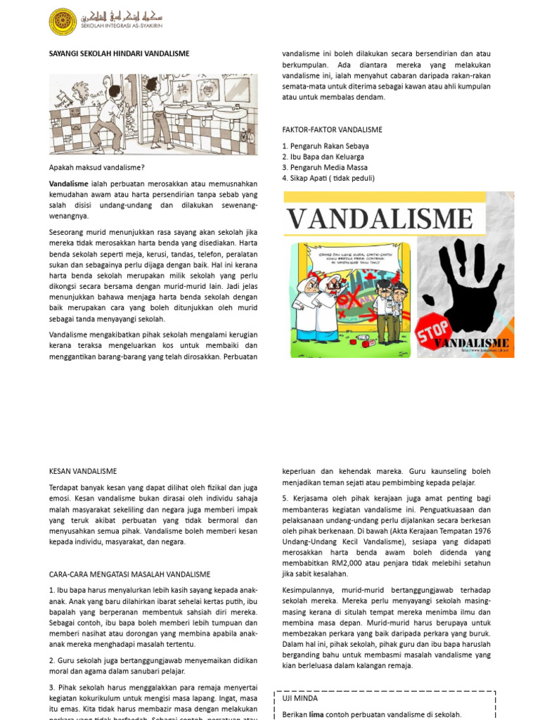 Sayangi Sekolah Hindari Vandalisme | PDF