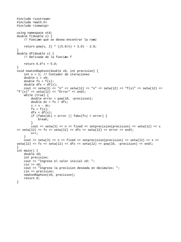 Codigo Newton-Raphson 3 | PDF