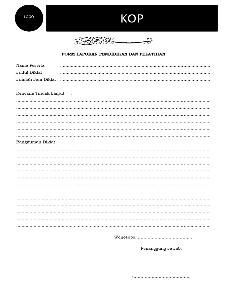 Form Laporan Diklat Karyawan | PDF