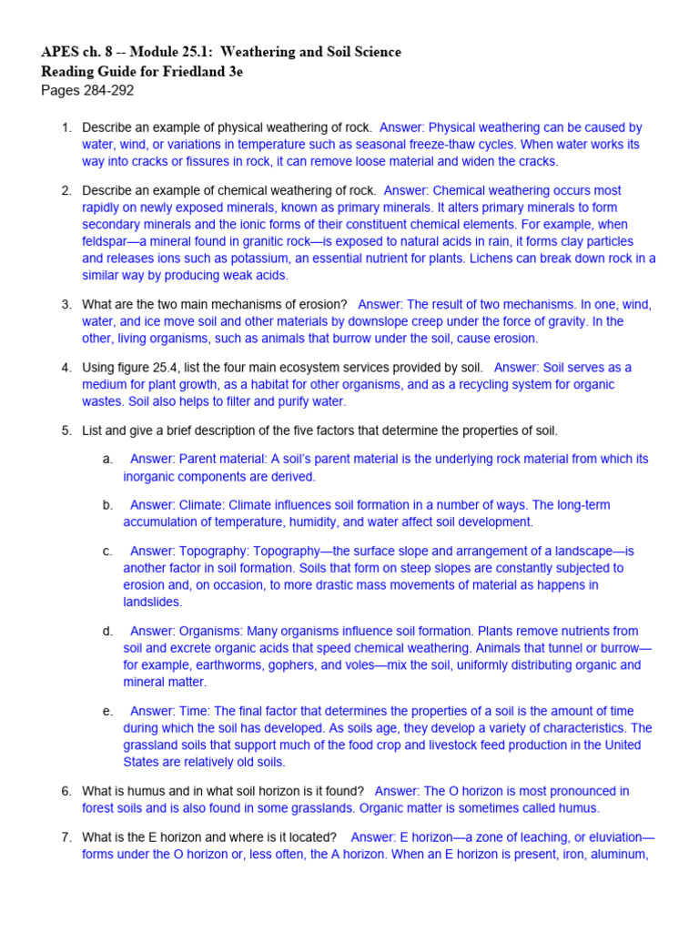 Module 25.1 Reading Guide Done | PDF | Soil | Weathering