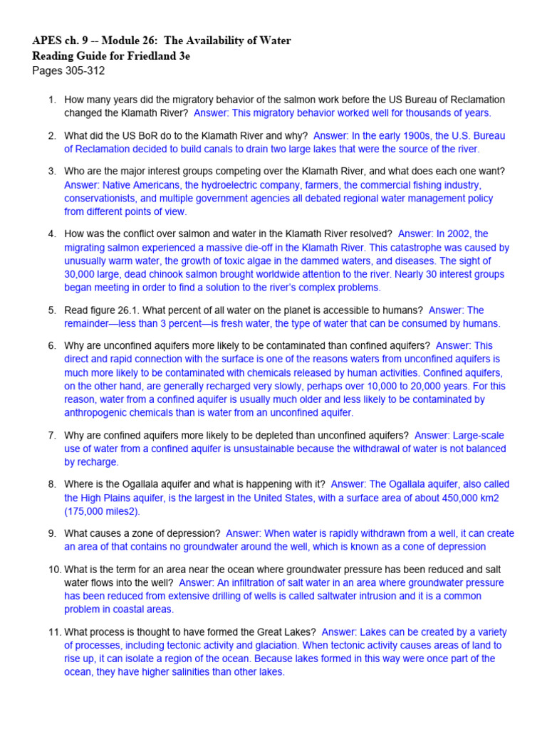 Module 26 Reading Guide done | PDF | Groundwater | Aquifer