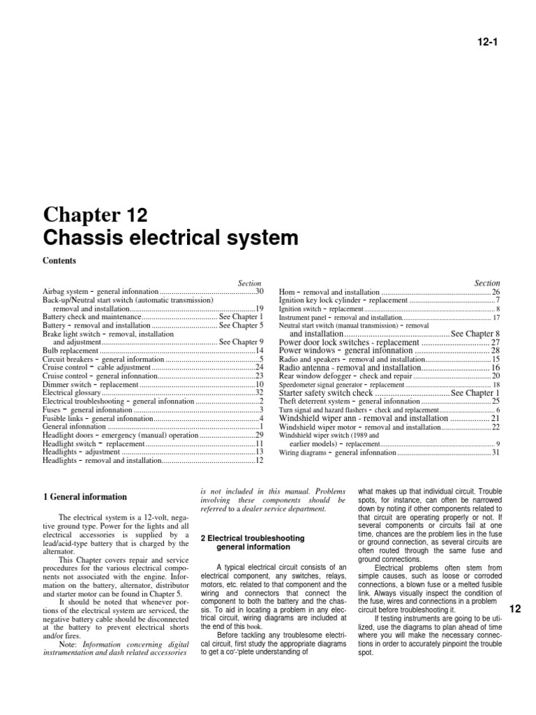 Chapter 12 Chassis Electrical System | PDF | Fuse (Electrical) | Airbag