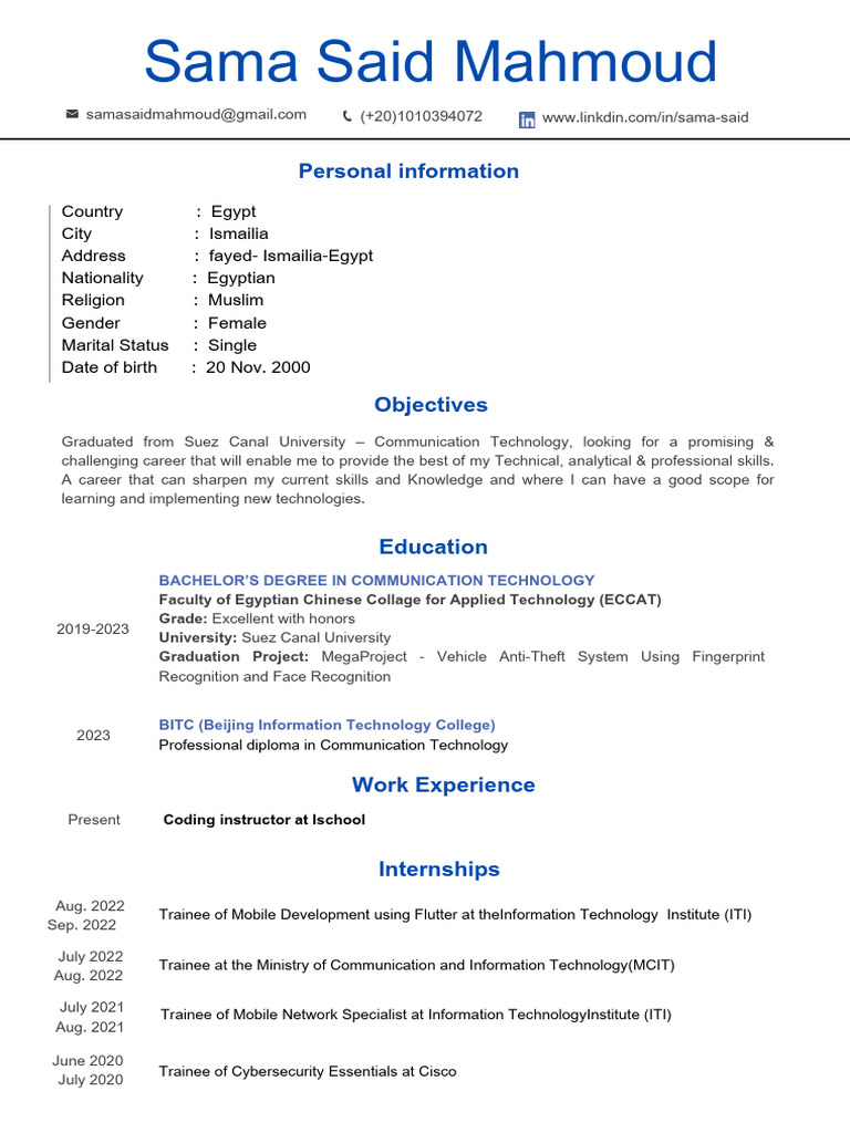 Sama Said Mahmoud_CV_ | PDF