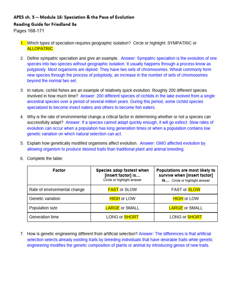 Annotated-Module 16 Reading Guide | Download Free PDF | Evolution | Species