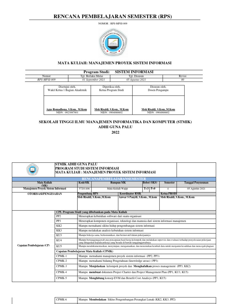 Contoh RPS & RTM | PDF