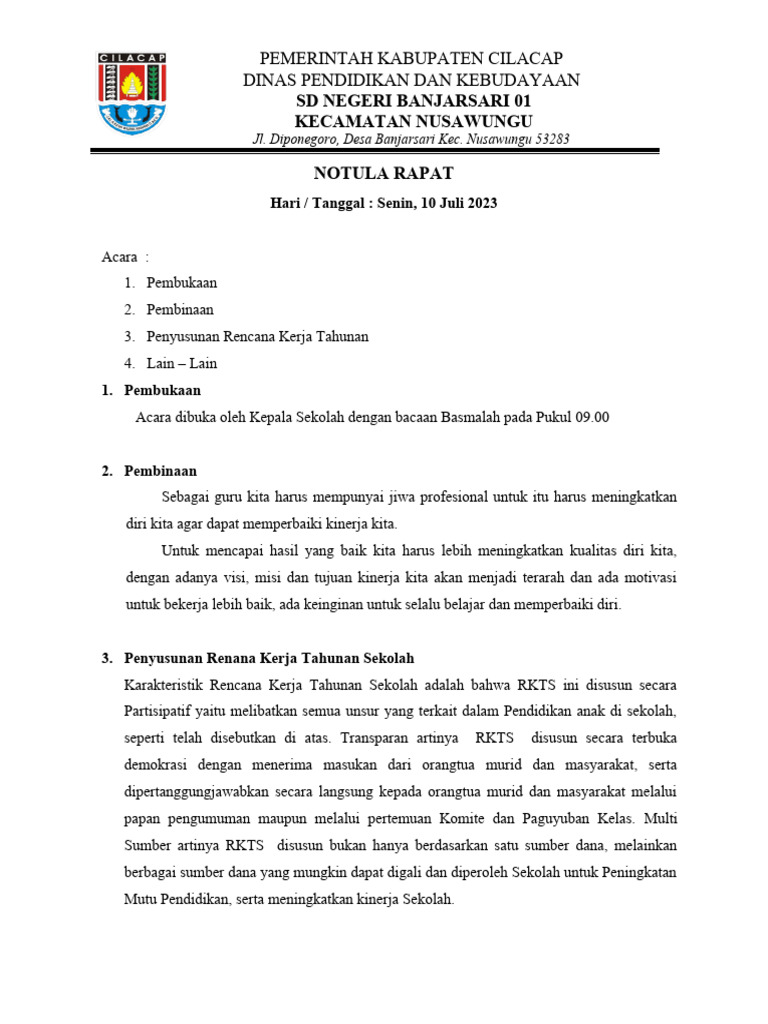 3.2.2 Notulen Rapat Penyusunan RKT | PDF | Karier & Perkembangan | Kesehatan Holistik