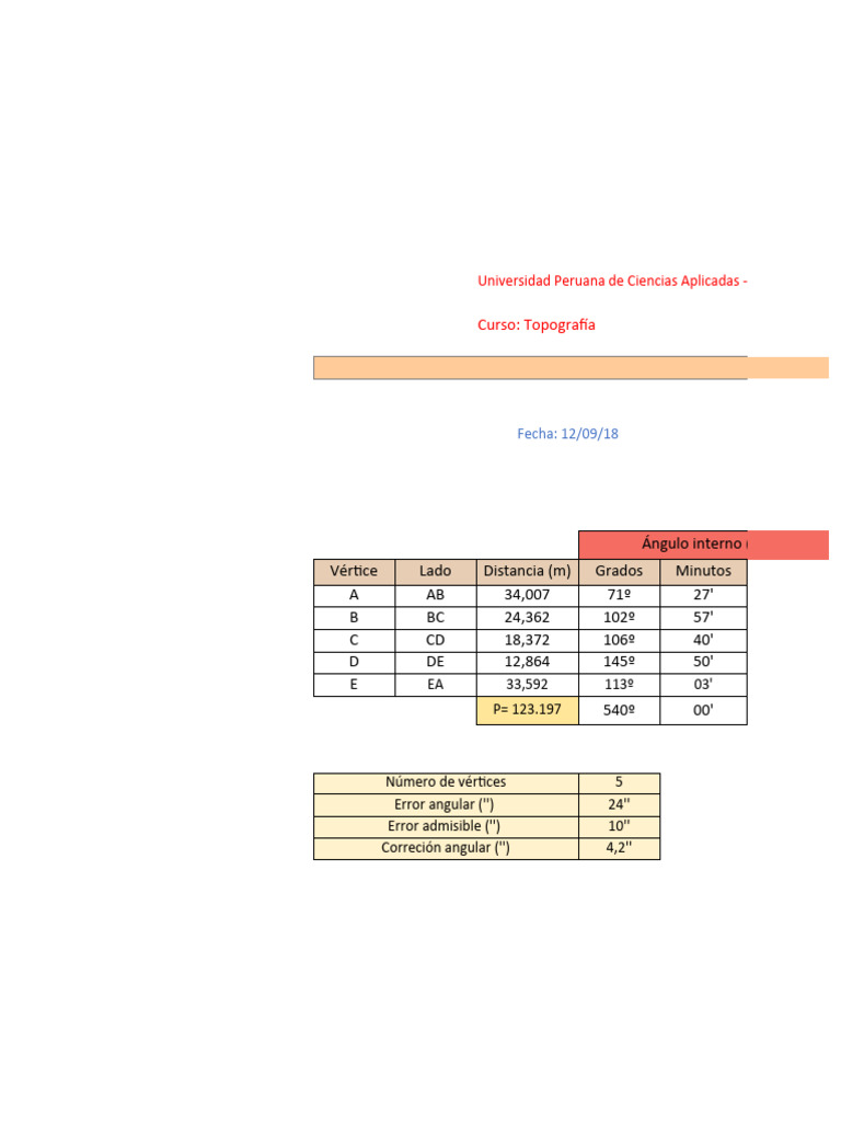 Tabla Topografia | PDF | Ángulo | Geometría Elemental