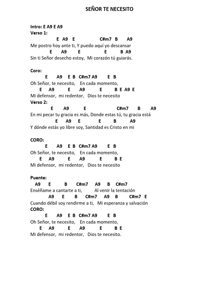 Señor Te Necesito | PDF | Poesía