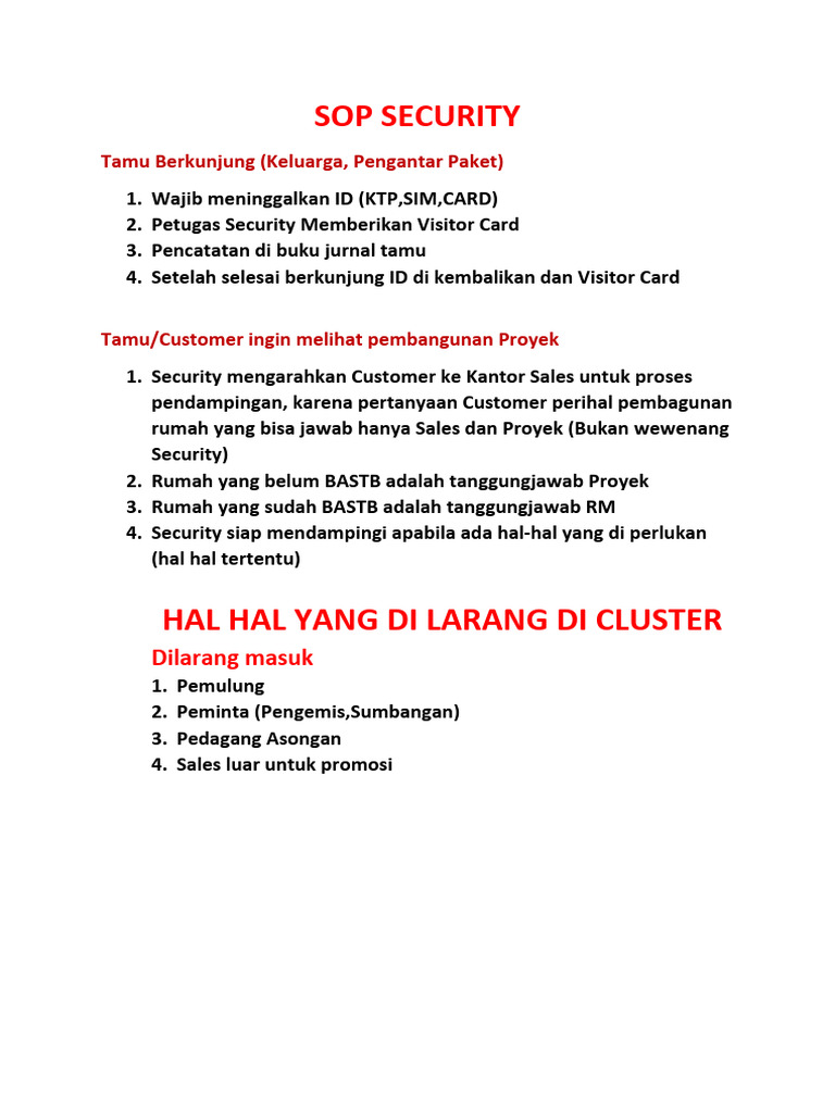 Prosedur Keamanan dan Akses Tamu | PDF