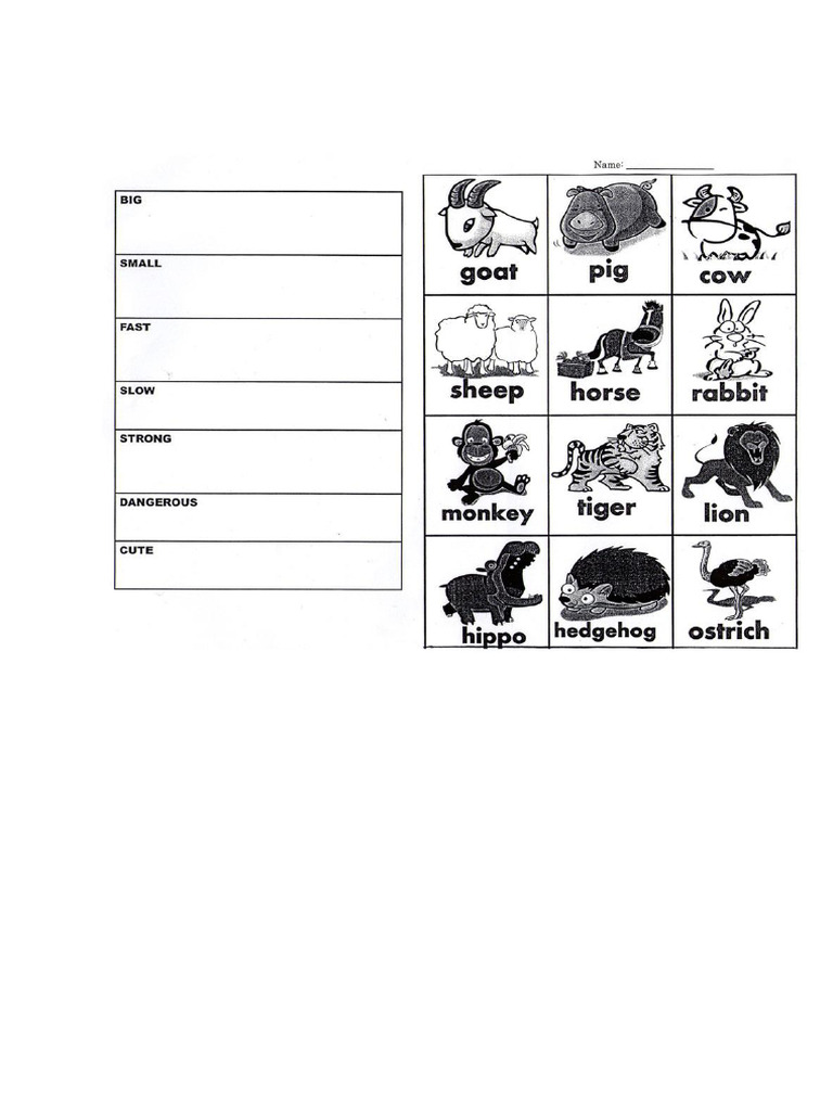 Adjetives Animals | PDF