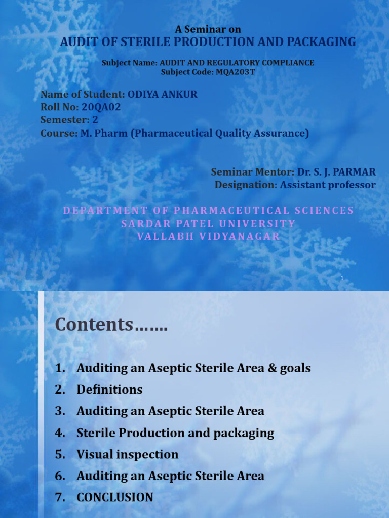 Audit Of Sterile Production And Packaging Pdf Sterilization