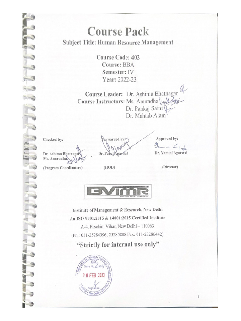 Human Resource Management Course Overview | PDF | Human Resource ...