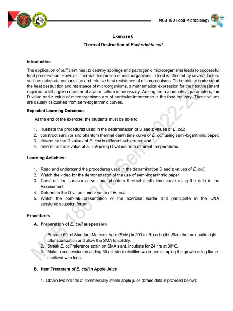 Exercise 8 Supplemental Study Guide and Worksheet | PDF