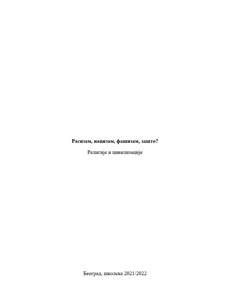 Rasizam, Nacizam, Fasizam, Zasto? | PDF