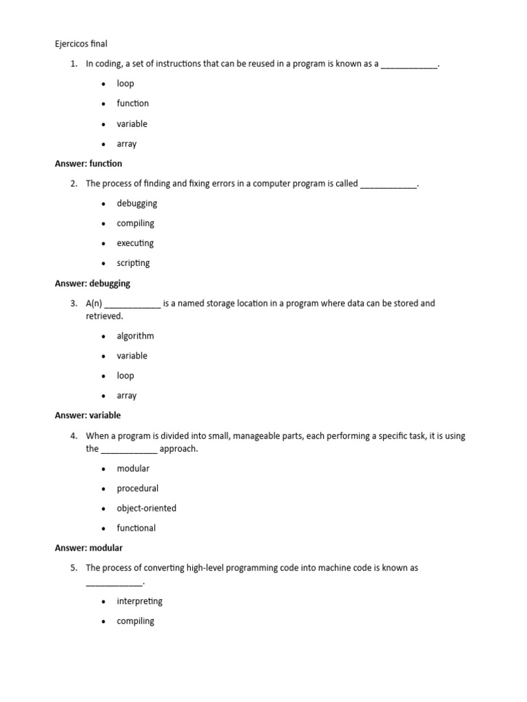 Ejercicos Final | PDF | Computer Programming | Programming Ejercicos Final | PDF | Computer Programming | Programming