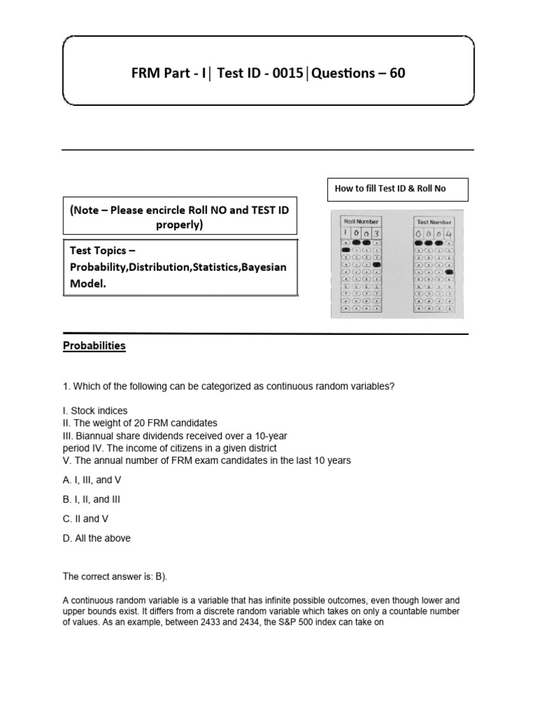 FRM Test 15 Ans | Download Free PDF | Variance | Normal Distribution