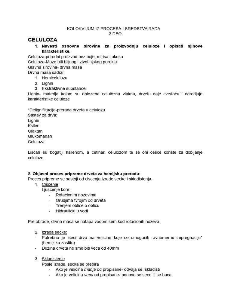 Kolokvijum Iz Procesa I Sredstva Rada | PDF