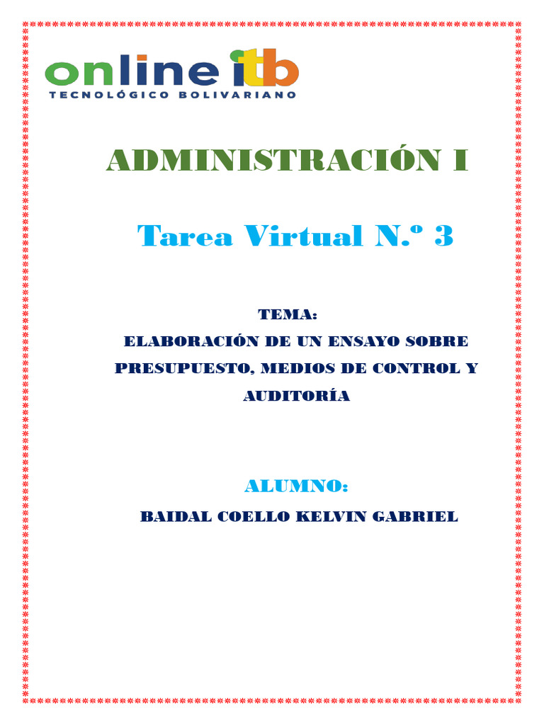 Orientaciones para La TAREA VIRTUAL 3 ADMIN | PDF | Auditoría | Presupuesto