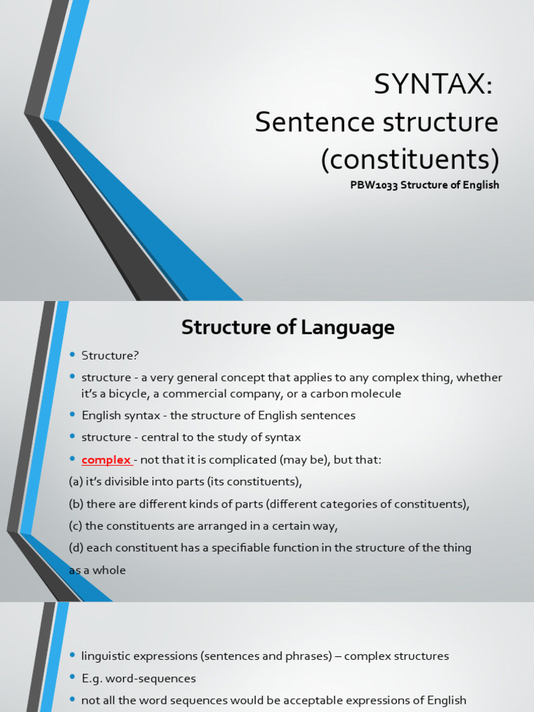 unit 4 slides_Syntax_Sentence structure_constituents | PDF | Part Of ... unit 4 slides_Syntax_Sentence structure_constituents | PDF | Part Of ...