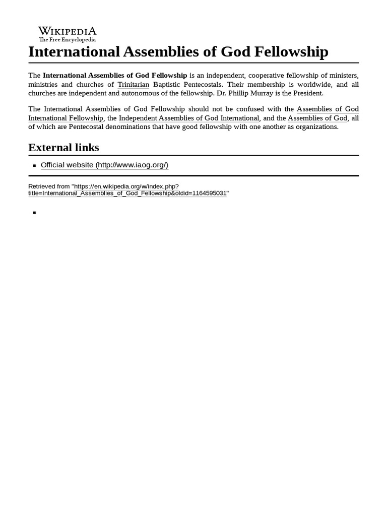 International Assemblies of God Fellowship | PDF | Politics | Wellness