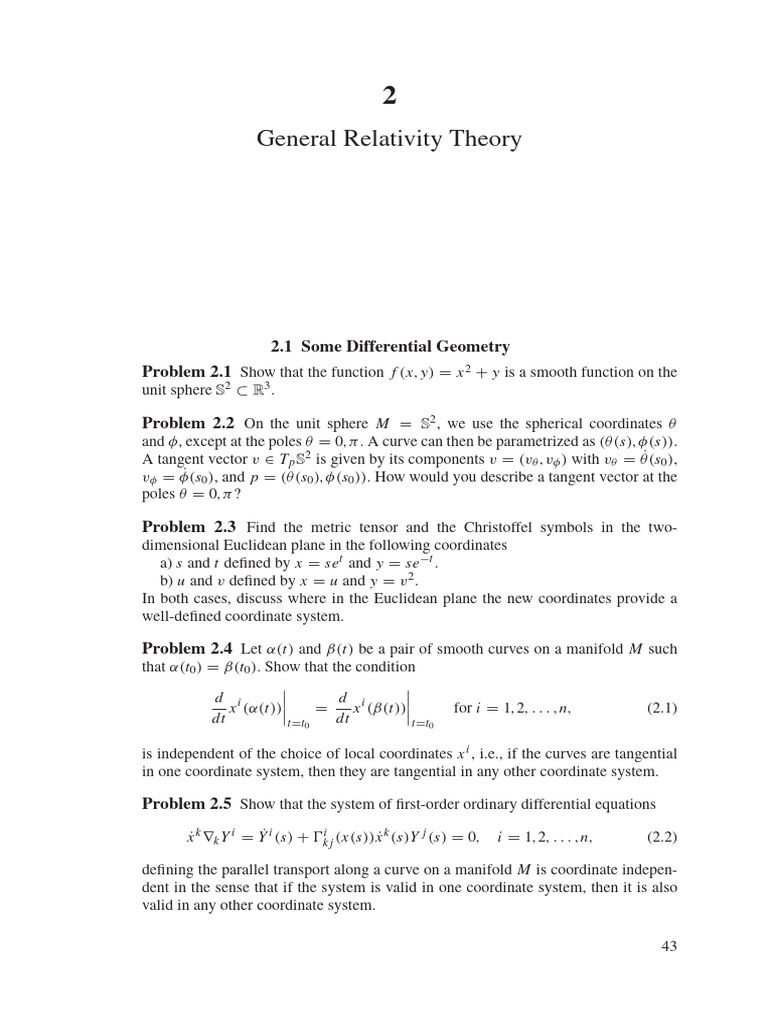 07 0 Pp 43 76 General Relativity Theory Pdf Tensor Coordinate System