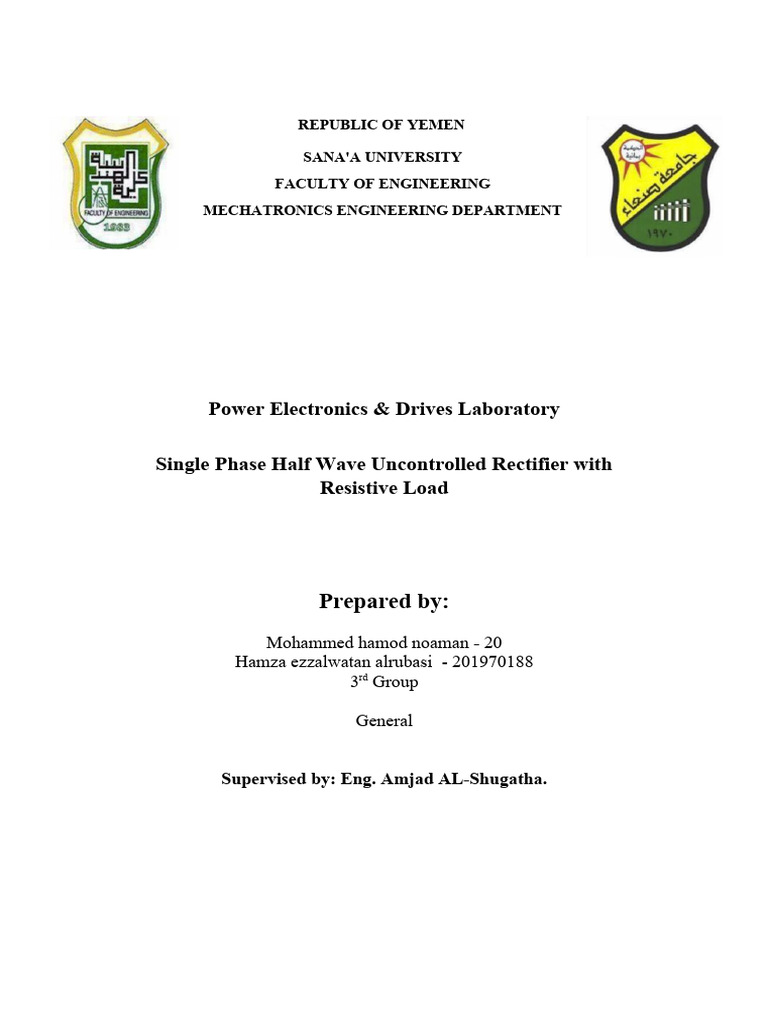 Single Phase Half Wave Uncontrolled Rectifier | PDF | Rectifier | Power Electronics