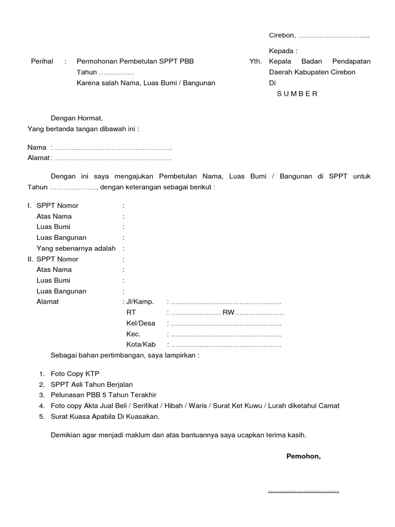 Format Permohonan Pembetulan | PDF