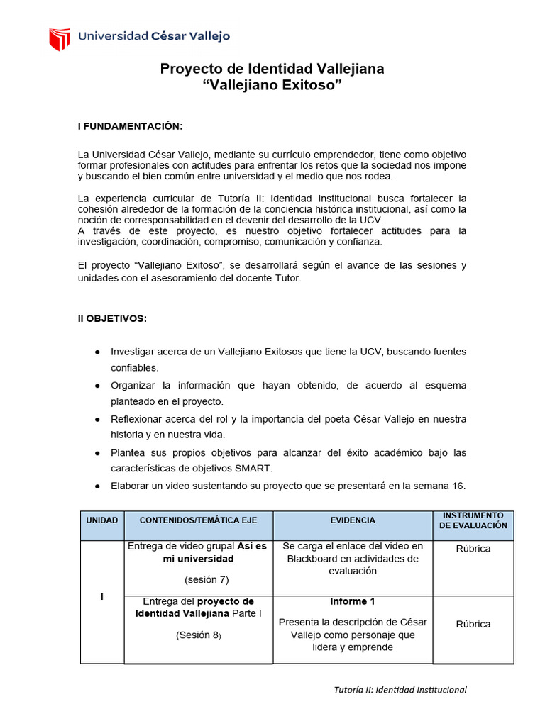 Proyecto de Identidad Vallejiana 2023-02 | PDF | Iniciativa empresarial ...