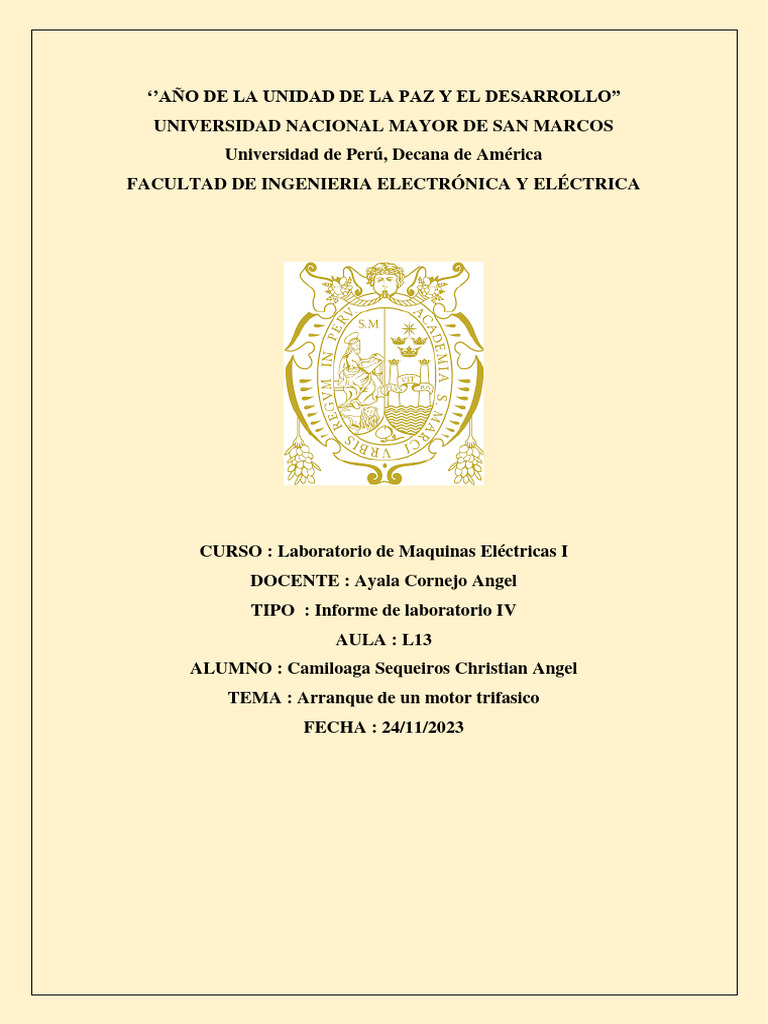 Informe 4 Laboratorio Maquinas Electricas I Camiloaga Sequeiros Christian | PDF | Transformador ...