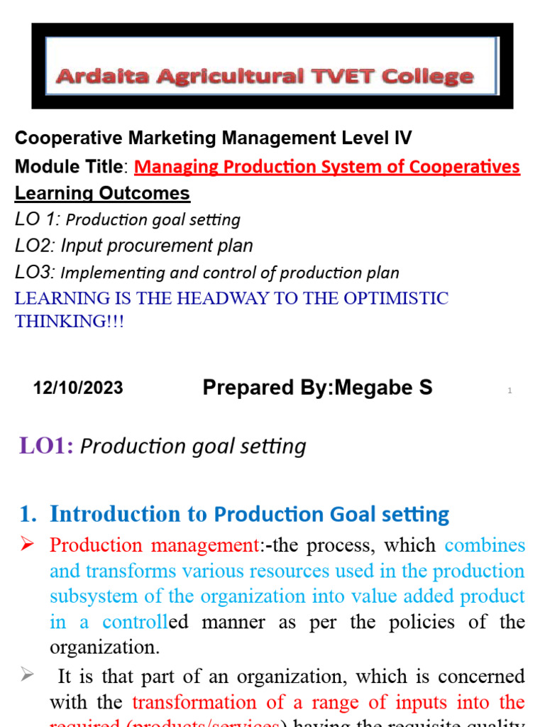 Manage Production System Of Coop Ppt Pdf Risk Risk Management