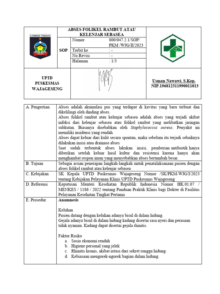 Penatalaksanaan Abses Folikel Rambut | PDF