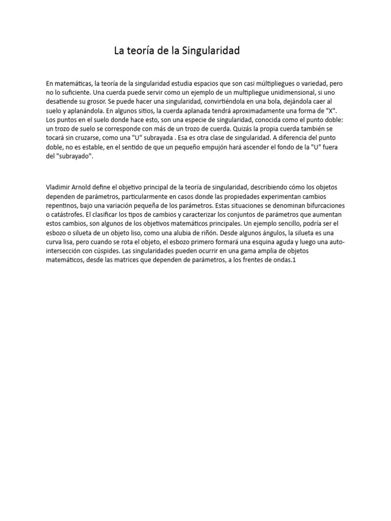 La Teoria de La Singularidad | PDF