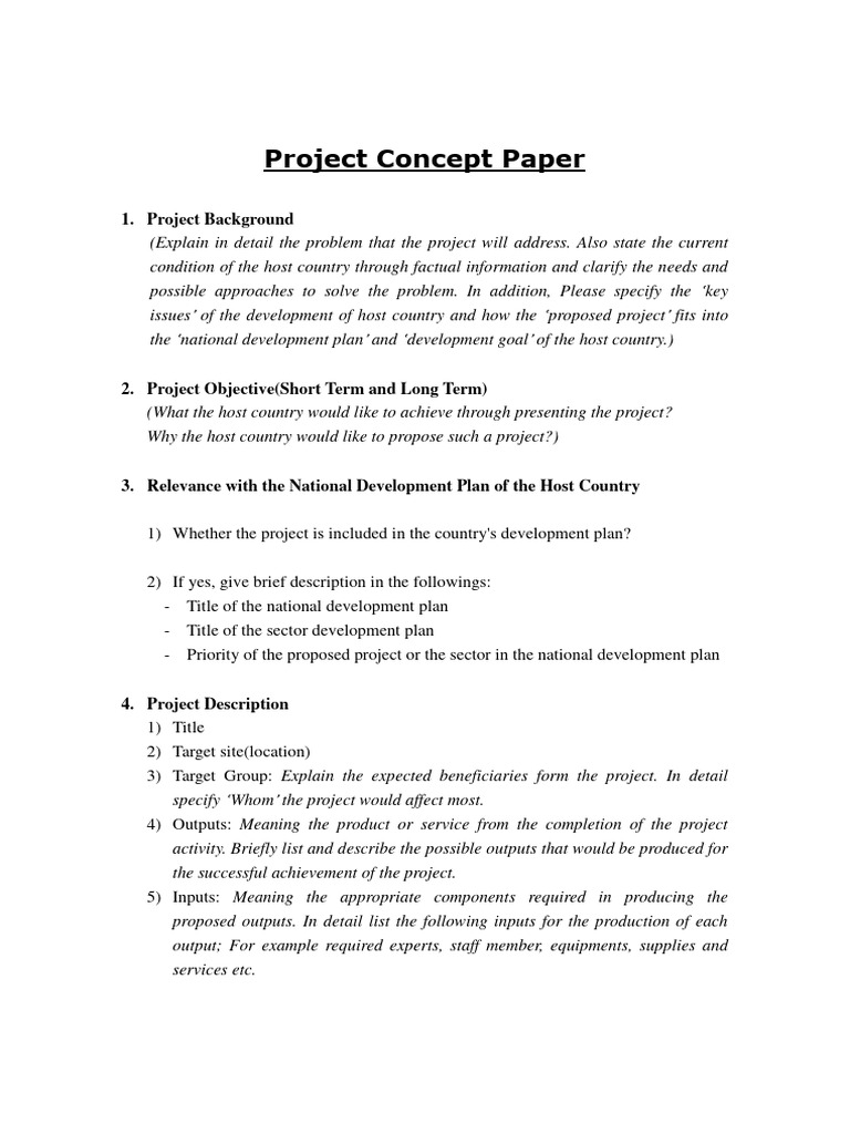 Project Concept Paper PDF Economies