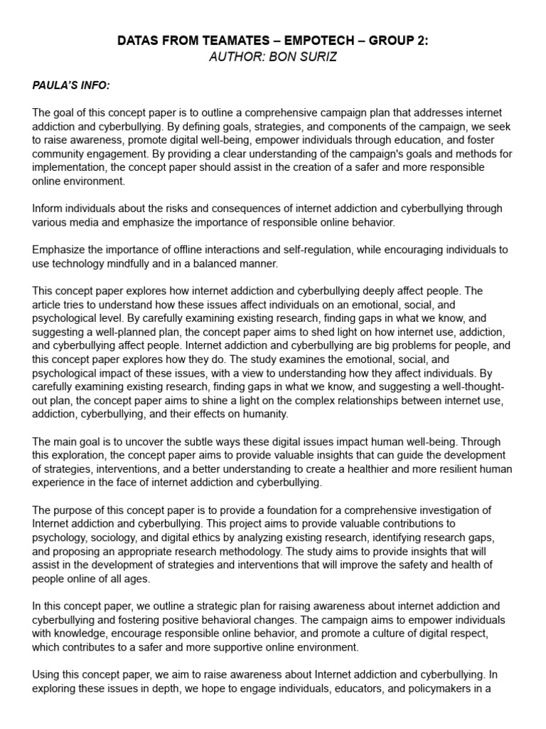 Datas From Teamates Empotech Group 2 | PDF | Cyberbullying | Social Media