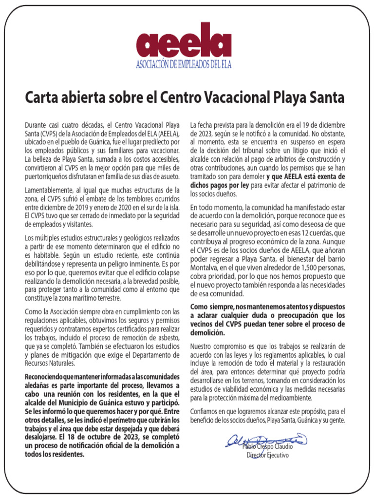 Carta abierta de la Aeela | PDF
