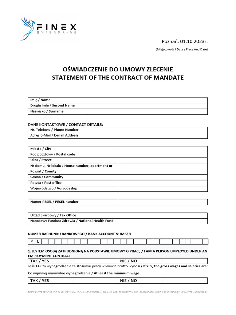 Statement of The Contract of Mandate | PDF