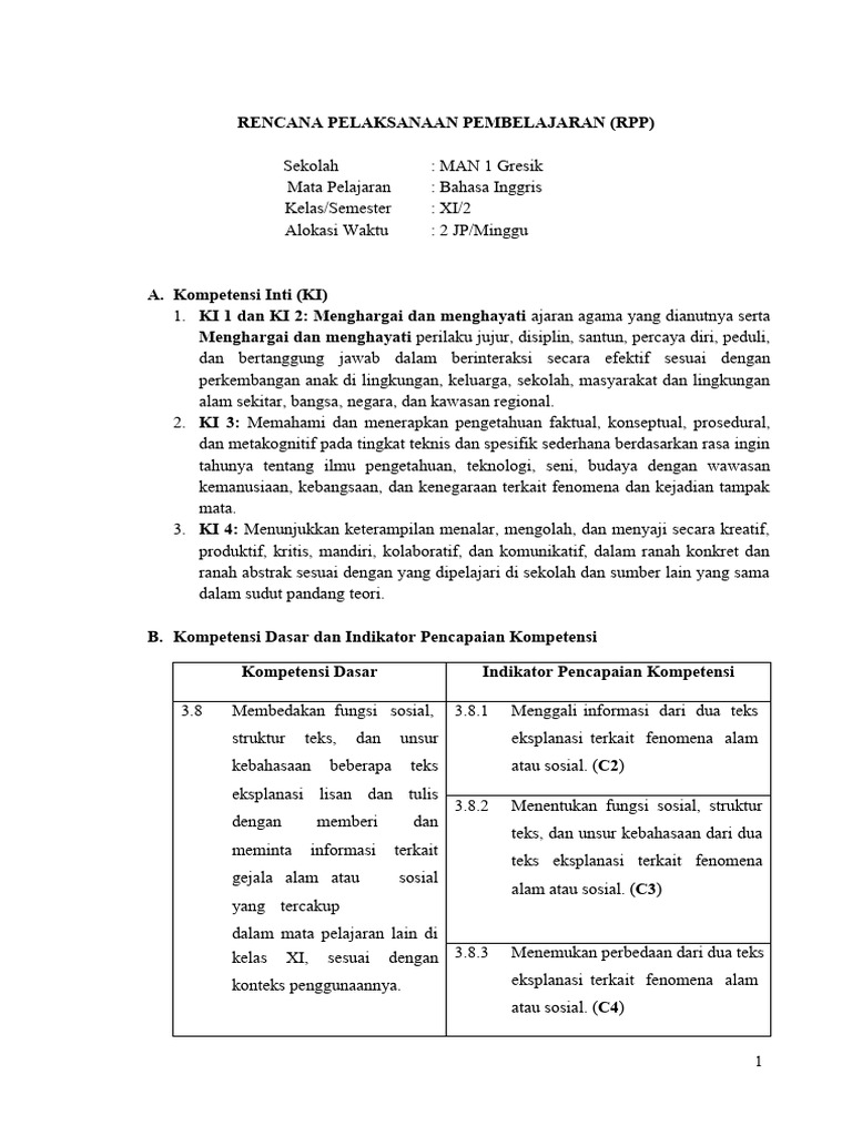 RPP Explanation Text | PDF