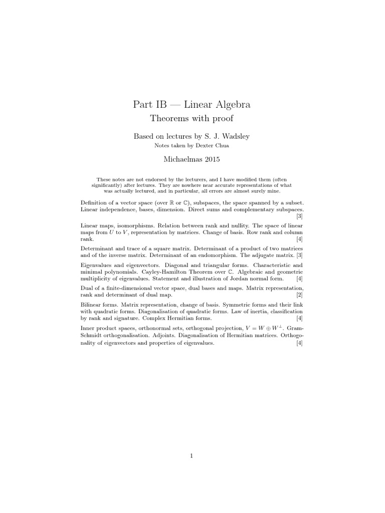 Linear Algebra THM Proof | PDF | Matrix (Mathematics) | Eigenvalues And Eigenvectors