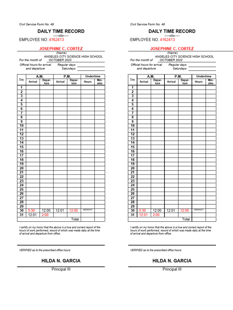 DTR Sample Election | PDF