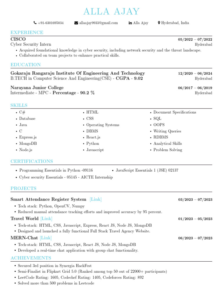 Ajay Resume | PDF | Java Script | Databases